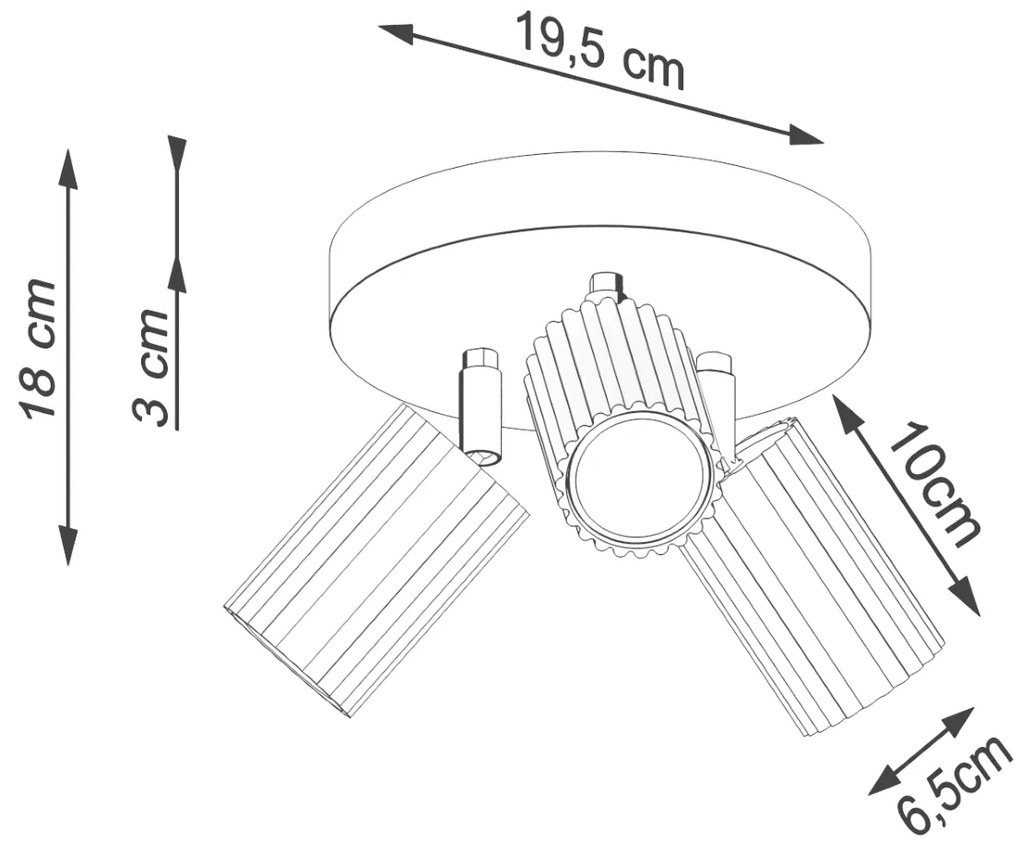 Stropní svítidlo Karbon, 3x zlaté kovové stínítko, (možnost polohování)