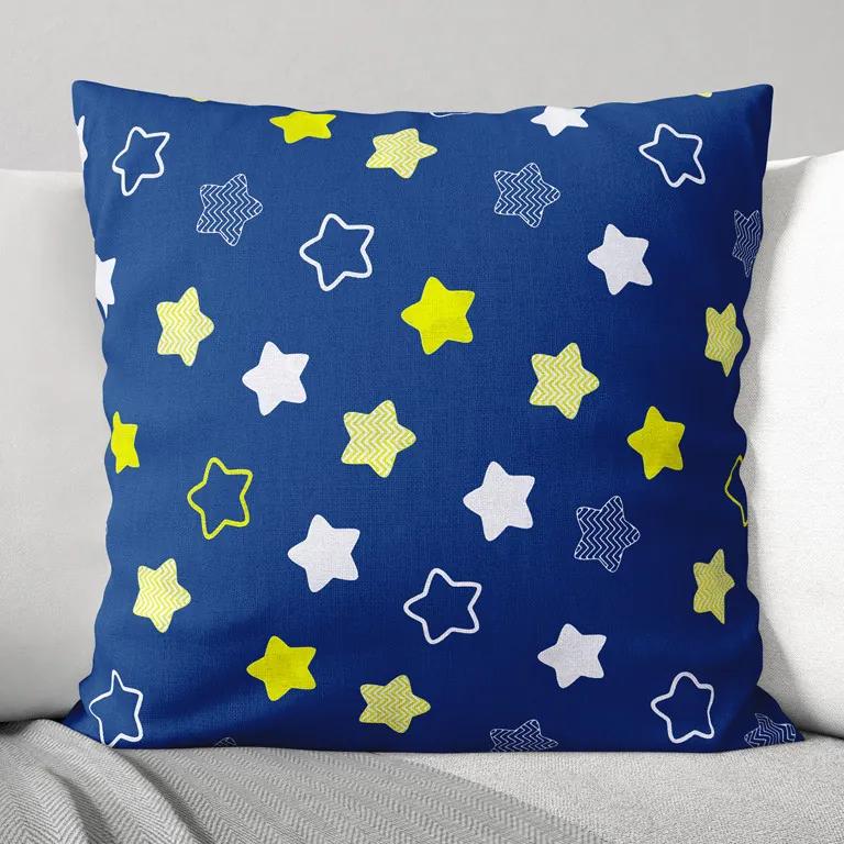 Goldea dětský bavlněný povlak na polštář - vzor hvězdy na tmavě modrém 30 x 50 cm