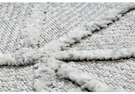 koberec SEVILLA Z791C mozaika šedá / bílá střapce, Berber, Maroko, velikost 120x170 cm | krásné koberce cz