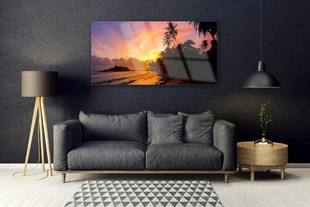 akrylový obraz Moře Slunce Palmy Krajina 120x60 cm