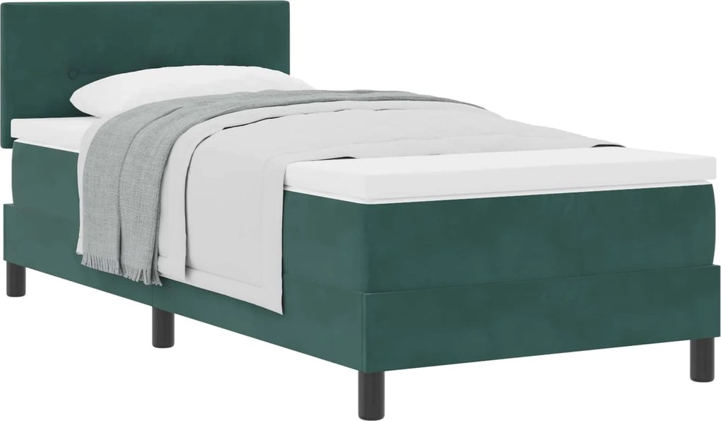 Postel s boxspringem s čelo Tmavě zelená 90 x 200 cm samet 3339149