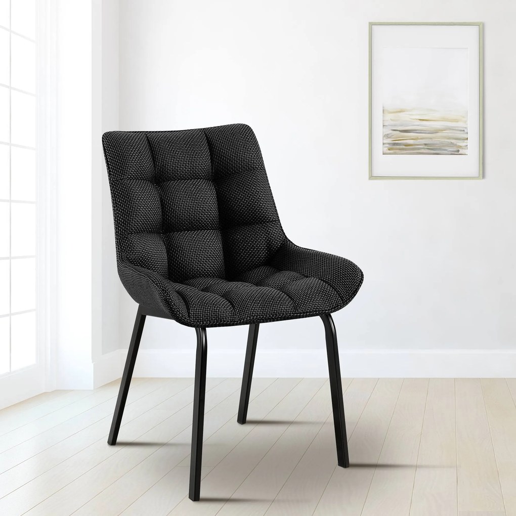 Židle Saranda látka černá konstrukce – titanově šedá