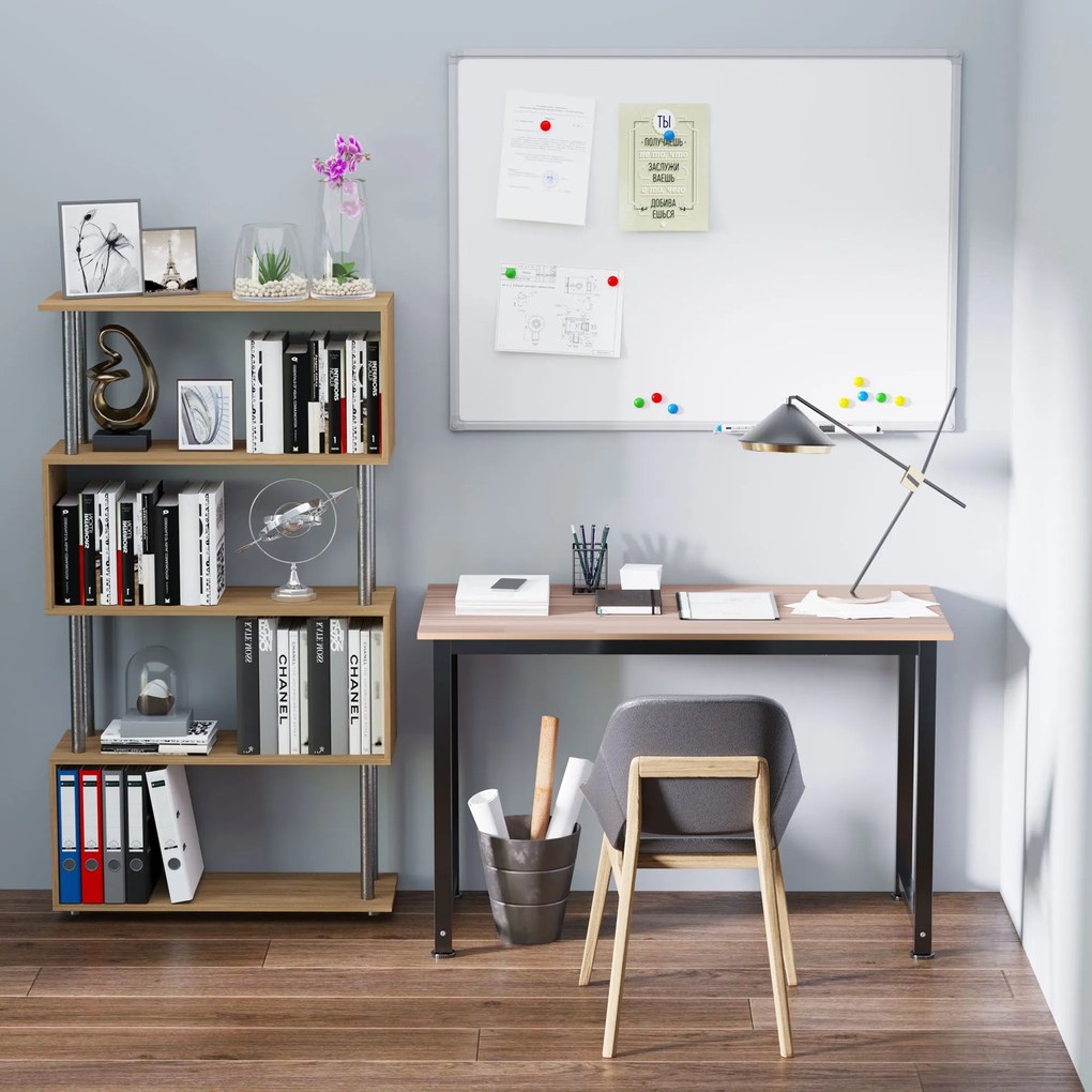 HOMCOM Moderní pracovní stůl se ocelovým rámem a nastavitelnými nohami pro domácí kancelář 120x60x76 cm Černý | Aosom