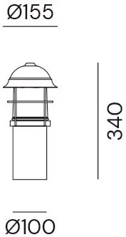 Il Fanale Garden, venkovní sloupkové svítidlo z mosazi a mědi, 1x57W E27, výška 34cm, IP44