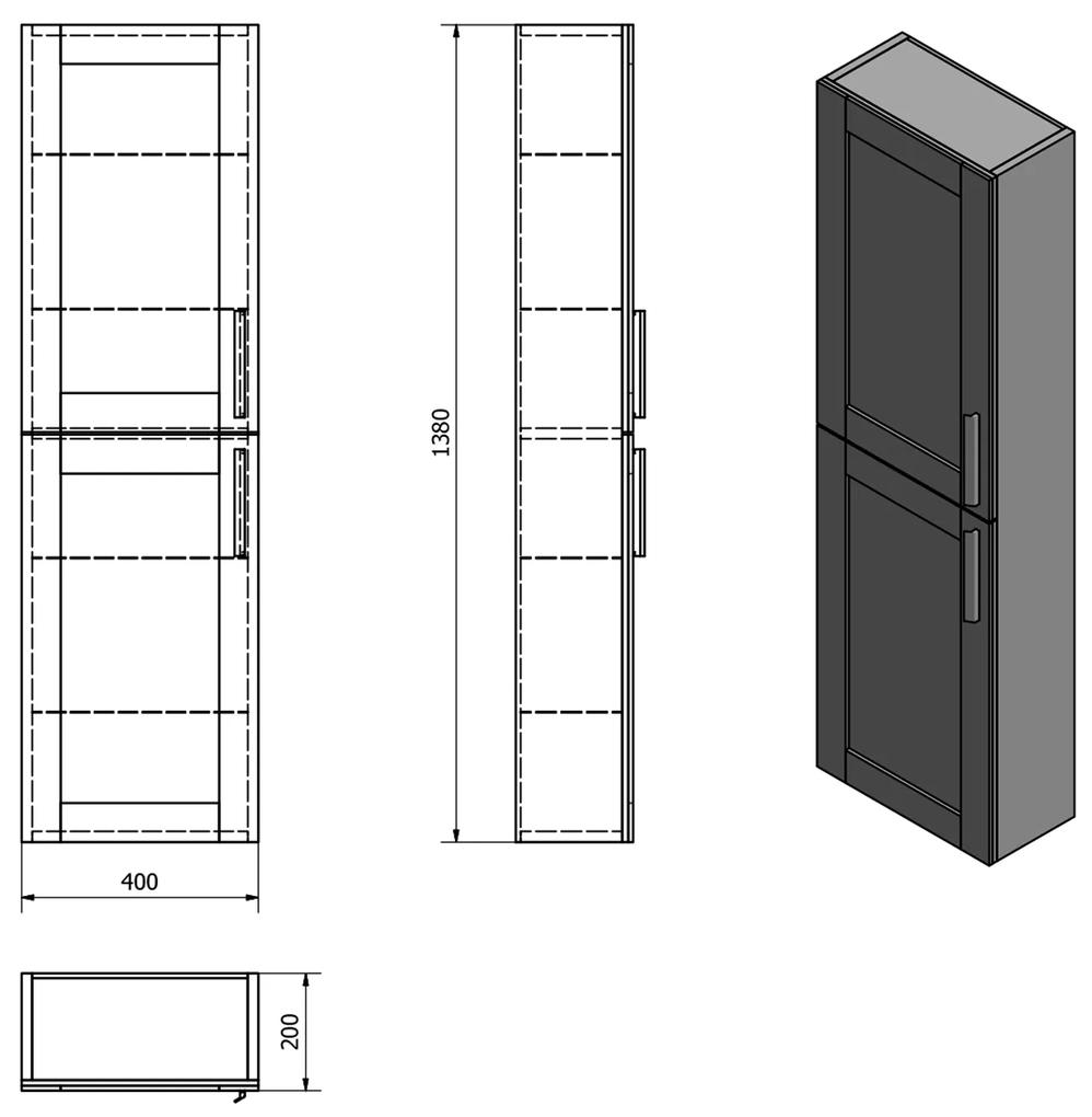 Sapho AMIA skříňka vysoká 40x140x20cm, levá/pravá, dub Texas - AM030-2020