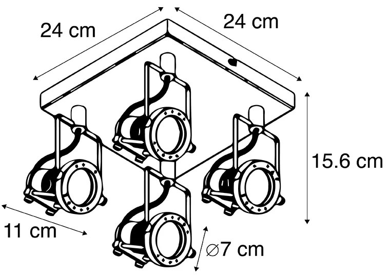 Průmyslové bodové světlo černé 4-světlo - Suplux
