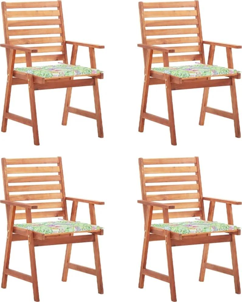vidaXL Zahradní jídelní židle s poduškami 4 ks masivní akáciové dřevo [3078331] Barva: Jasně zelená