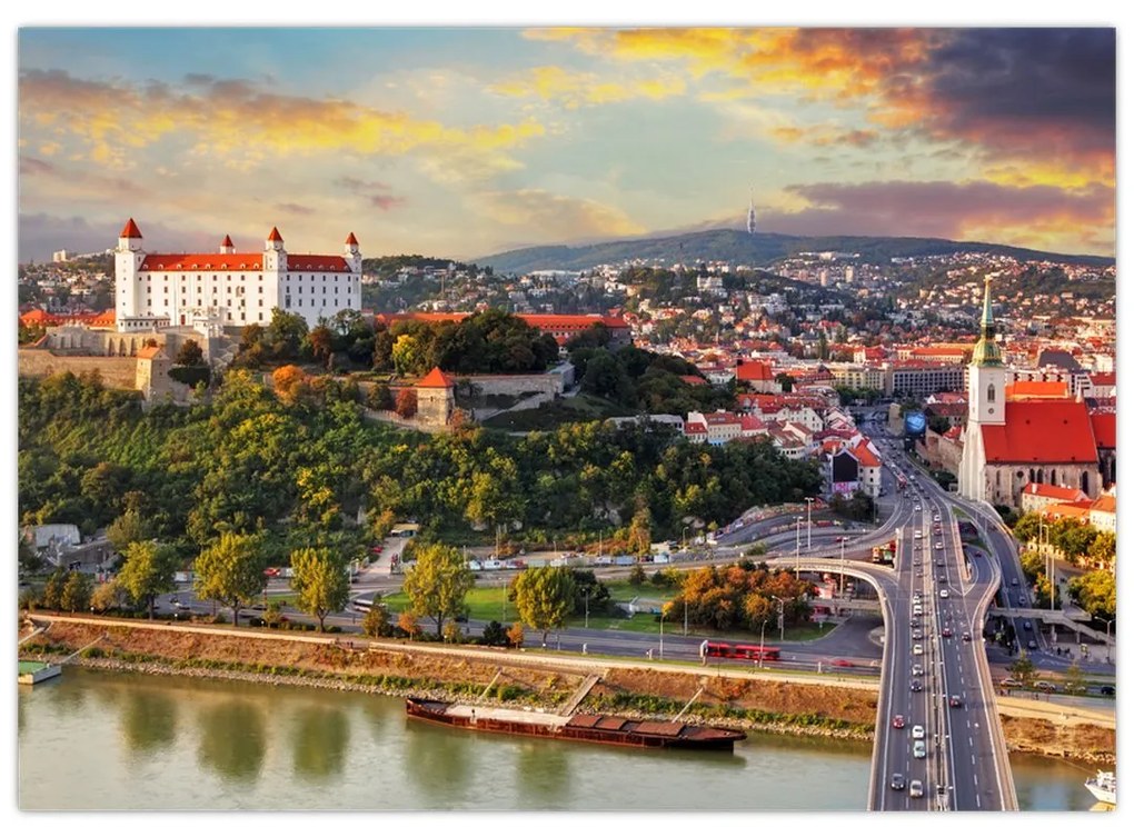 Obraz - Panorama Bratislavy, Slovensko (70x50 cm)