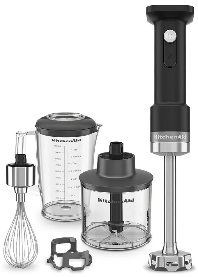 KitchenAid Bezdrátový tyčový mixér GO s příslušenstvím (bez baterie), 5KHBRV05BM, černá mat  5KHBRV05BM