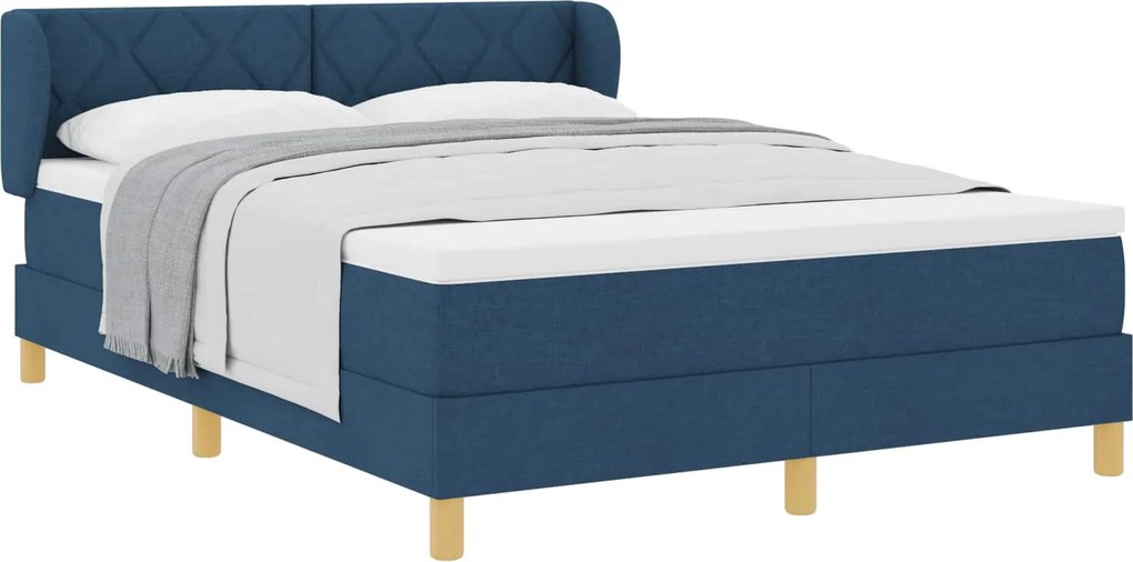 Postel s boxspringem s čelo Modrá 140 x 200 cm textil 3340282