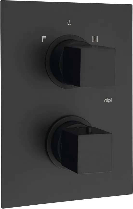Sapho DIMY podomítková sprchová termostatická baterie, 2 výstupy, černá mat
