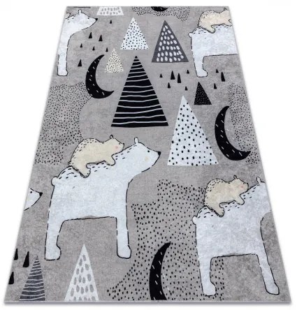 Dywany Luszczow Dětský kusový koberec JUNIOR 51974.802 pratelný  Medvědi, zvířata pro děti protiskluz, šedá Rozměr koberce: 120 x 170 cm