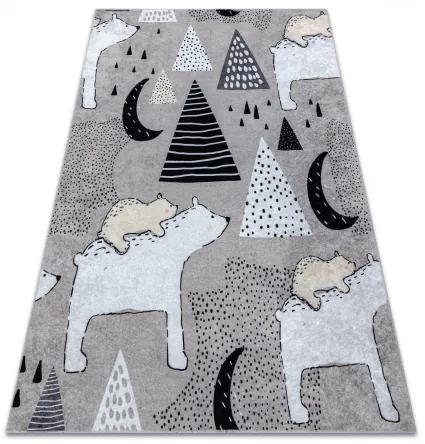 Dywany Luszczow Dětský kusový koberec JUNIOR 51974.802 pratelný  Medvědi, zvířata pro děti protiskluz, šedá Rozměr koberce: 200 x 290 cm