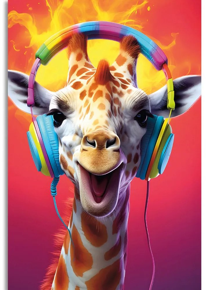 Obraz žirafa se sluchátky