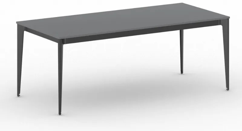 Jednací kancelářský stůl PRIMO ACTION, 200x90 cm, černá podnož, grafit