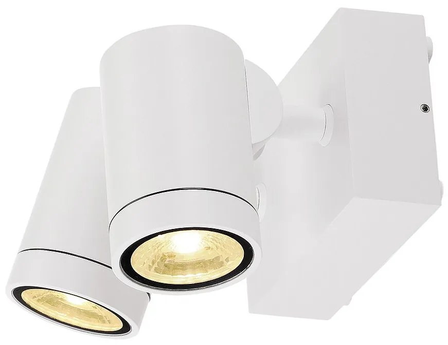 BIG WHITE HELIA, venkovní nástěnné svítidlo, dvě žárovky, LED, 3000K, IP55, bílé, otočné, 2x8 W 233251