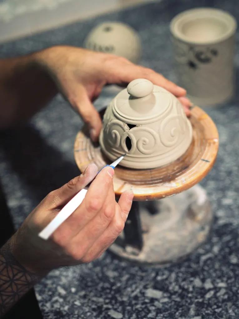 Keramika Vanya Aromalampa KVĚT ŽIVOTA - modrá