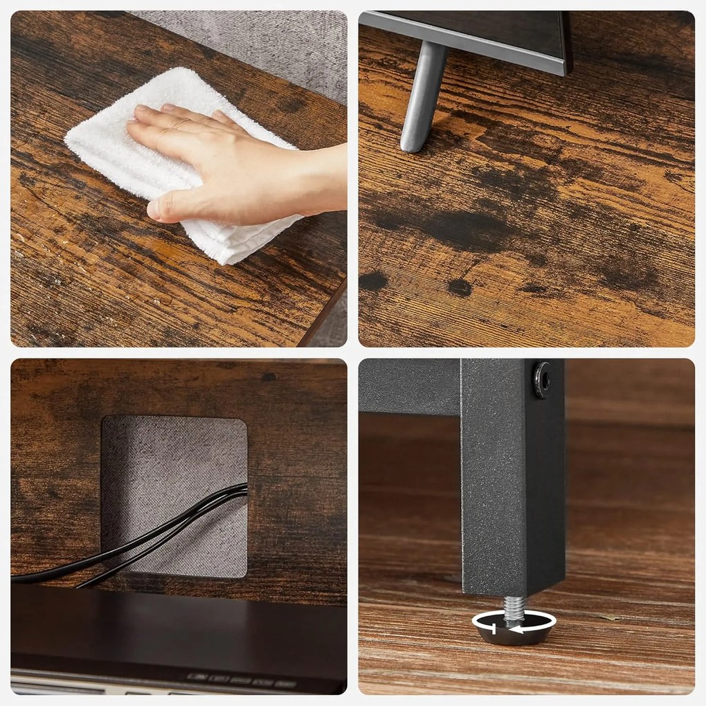 TV stojan pro 60 palcový TV, rustikální hnědá a černá barva