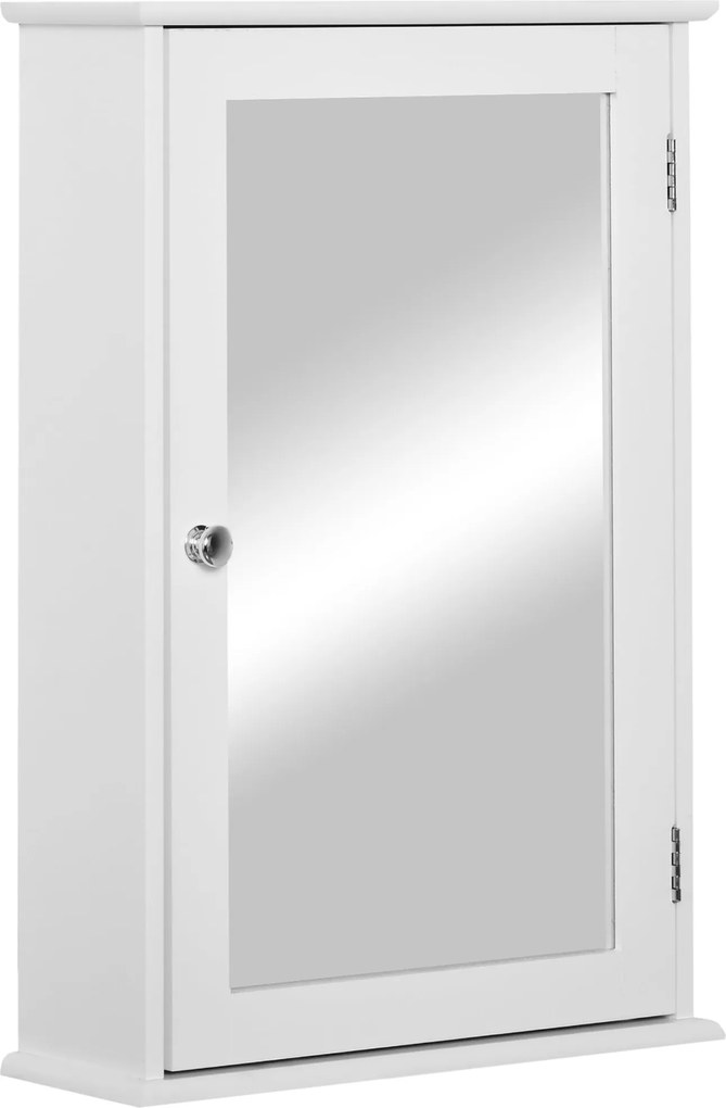 Kleankin koupelnová skříňka s zrcadlem - moderní koupelnový nábytek s 1 úložnou policí 41x14x60 cm Bílá | Aosom