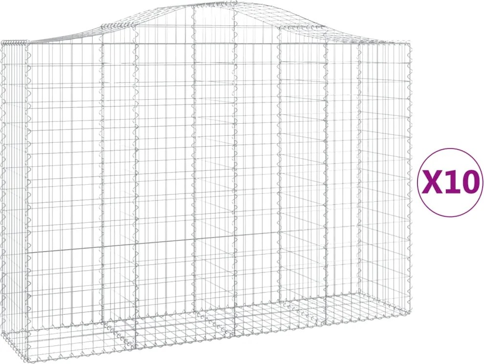 Klenuté gabionové koše 10ks 200x50x140/160cm pozinkované železo 3145690