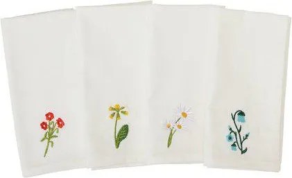 Bavlněné ubrousky s výšivkami Flowers - set 4 ks Wikholm Form