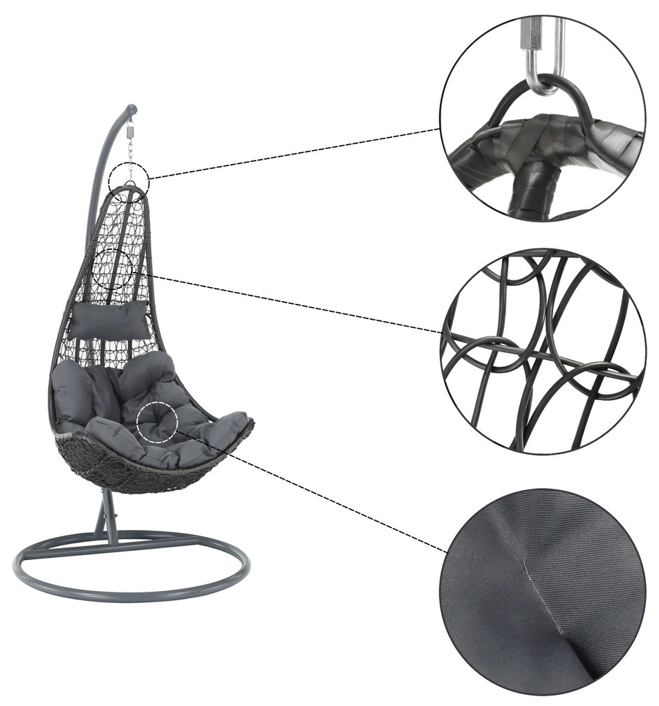 Kondela Závěsné křeslo, šedá/světle šedá, KALEA 2 NEW
