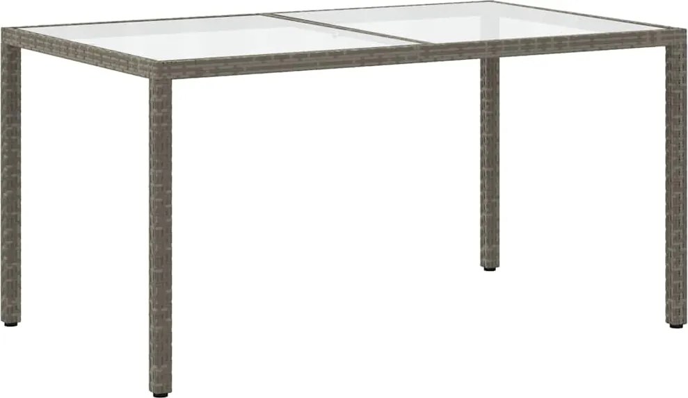 Zahradní stůl 150 x 90 x 75 cm tvrzené sklo a polyratan šedý 316707
