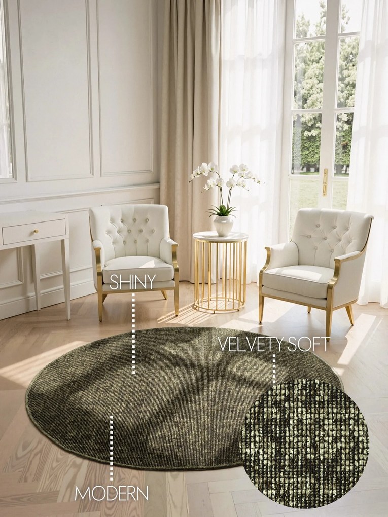ELLE Decoration, Kusový koberec Brilliance Prisma 106313 Green z kolekce Elle kruh, 200x200 (průměr) kruh, zelená, ložnice