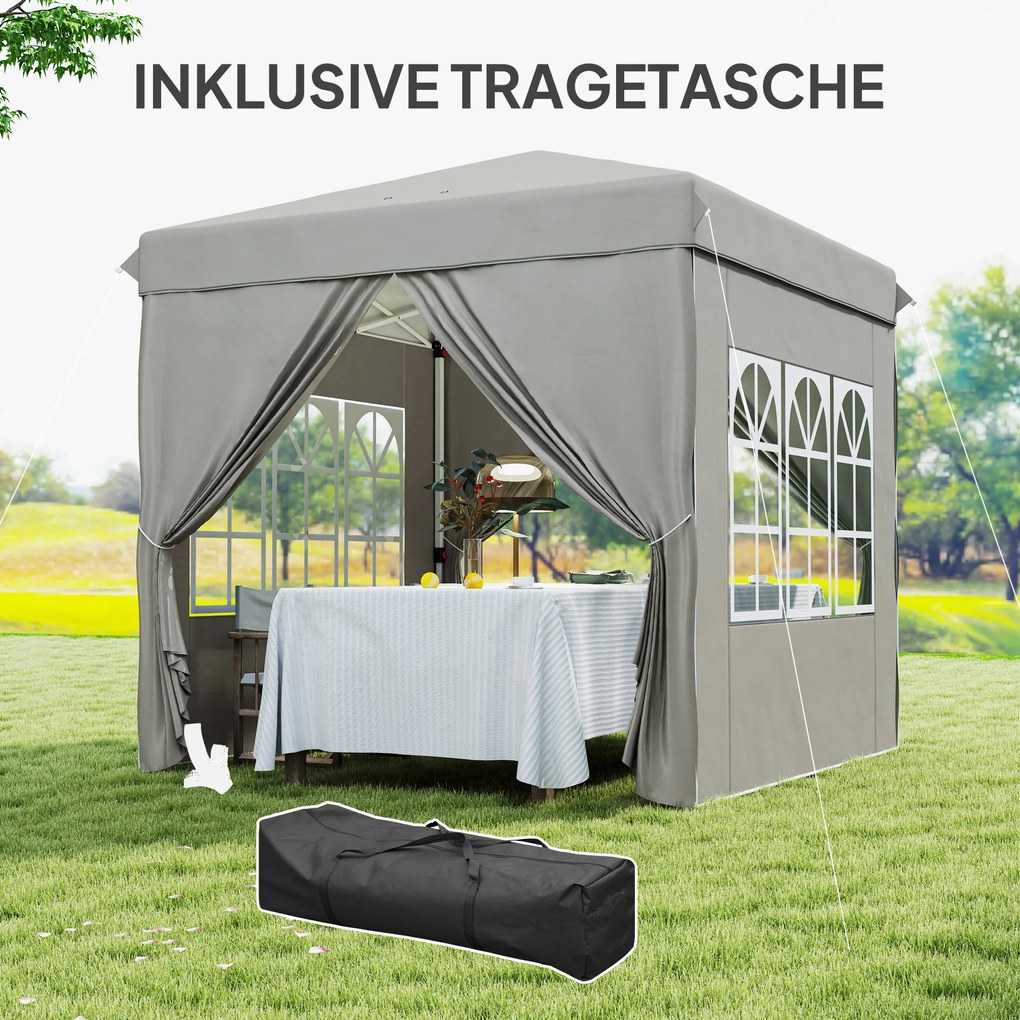 Outsunny altán 2,5x2,5 m, vodoodpudivý stabilní zimní pop-up skládací altán, UV ochrana 50+, skládací párty stan zahradní stan se 4 bočními panely ta…