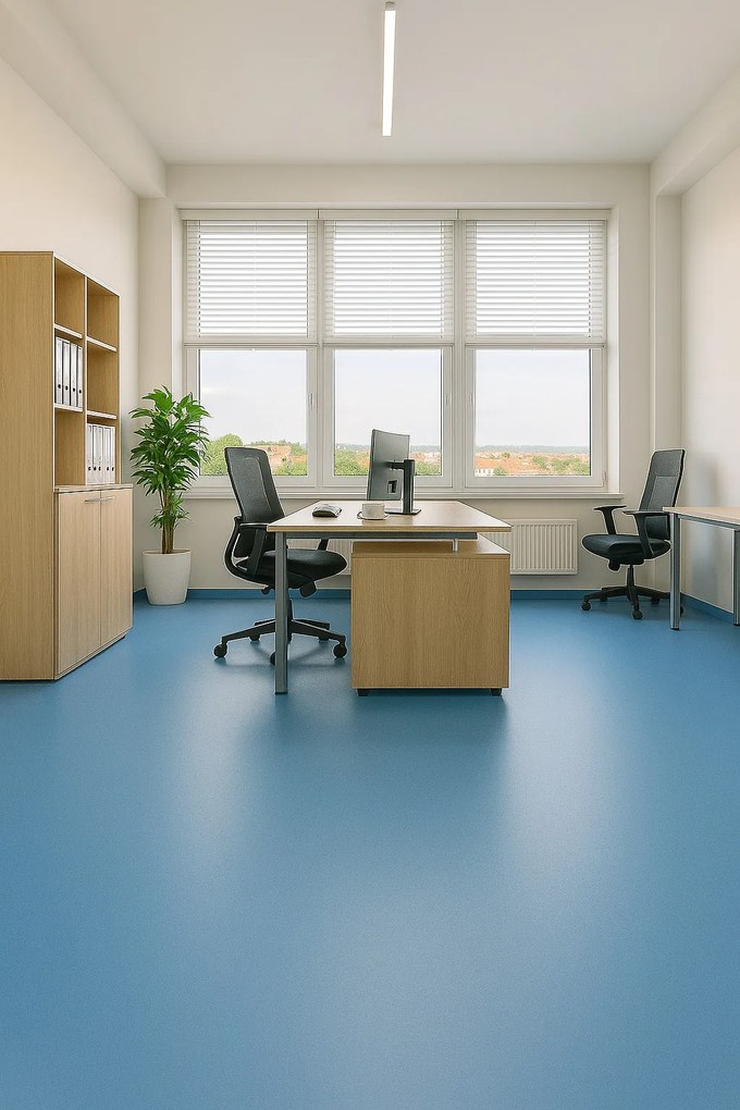 Lentex, PVC podlaha - lino Flexar PUR 603-10 modrá, na míru, šíře 2m,4m, modrá, bez podkladu, kancelář