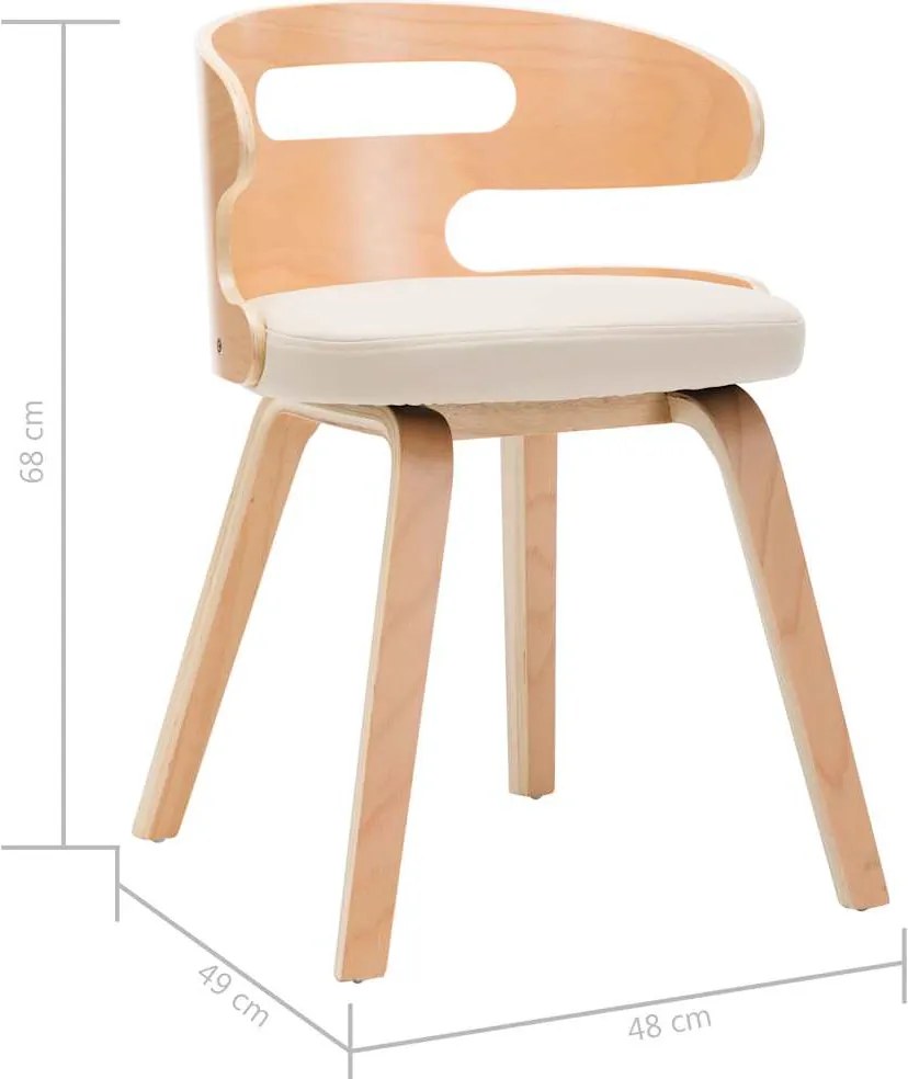 Jídelní židle 6 ks krémové ohýbané dřevo a umělá kůže 278853
