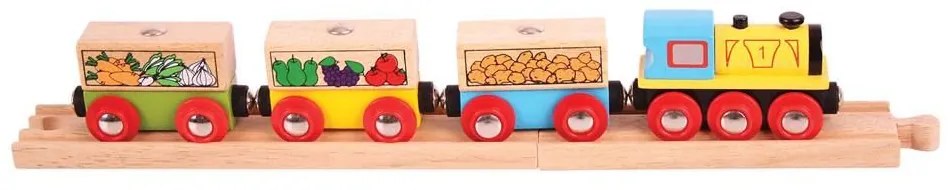 Bigjigs Rail Nákladní vlak se zeleninou + 3 koleje