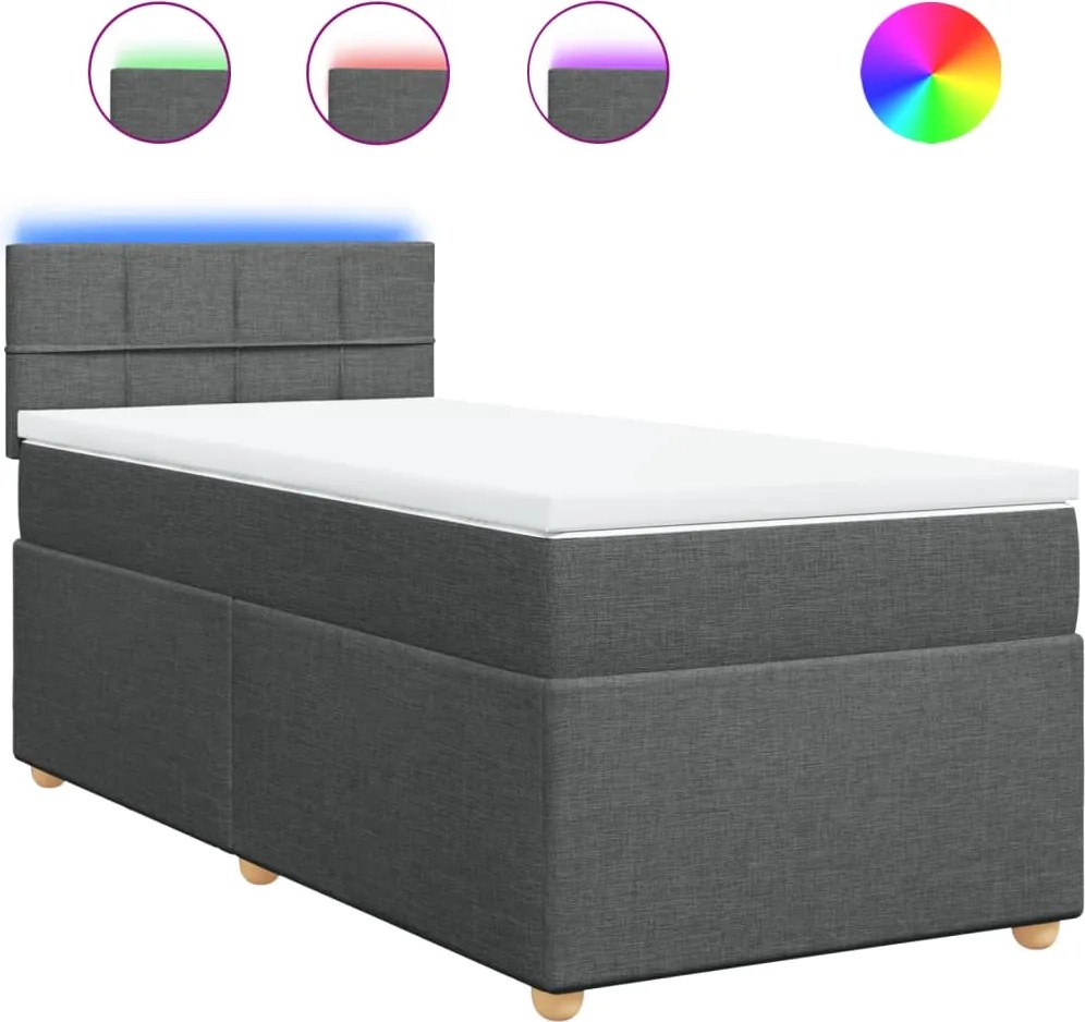Box spring postel s matrací tmavě šedá 90x200 cm textil 3288864