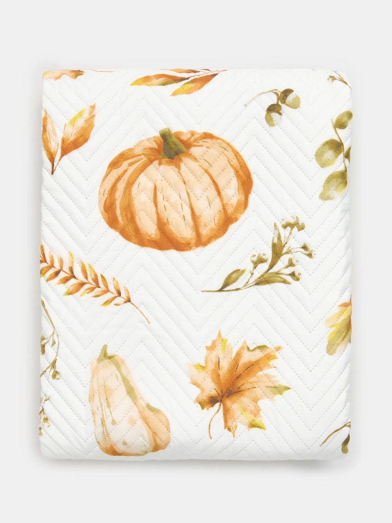 Sinsay - Přehoz na postel s podzimním motivem - krémová