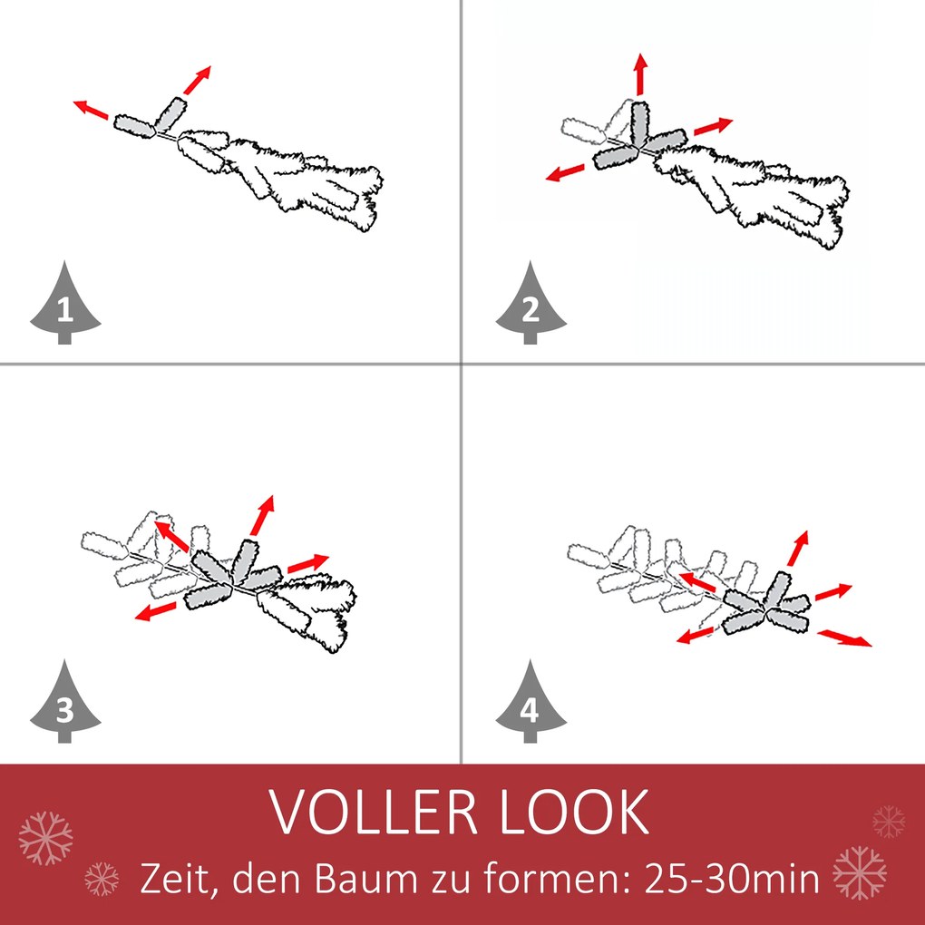 Umělý vánoční stromek 180 cm umělá borovice se 724 větvemi kovový stojan pro interiér