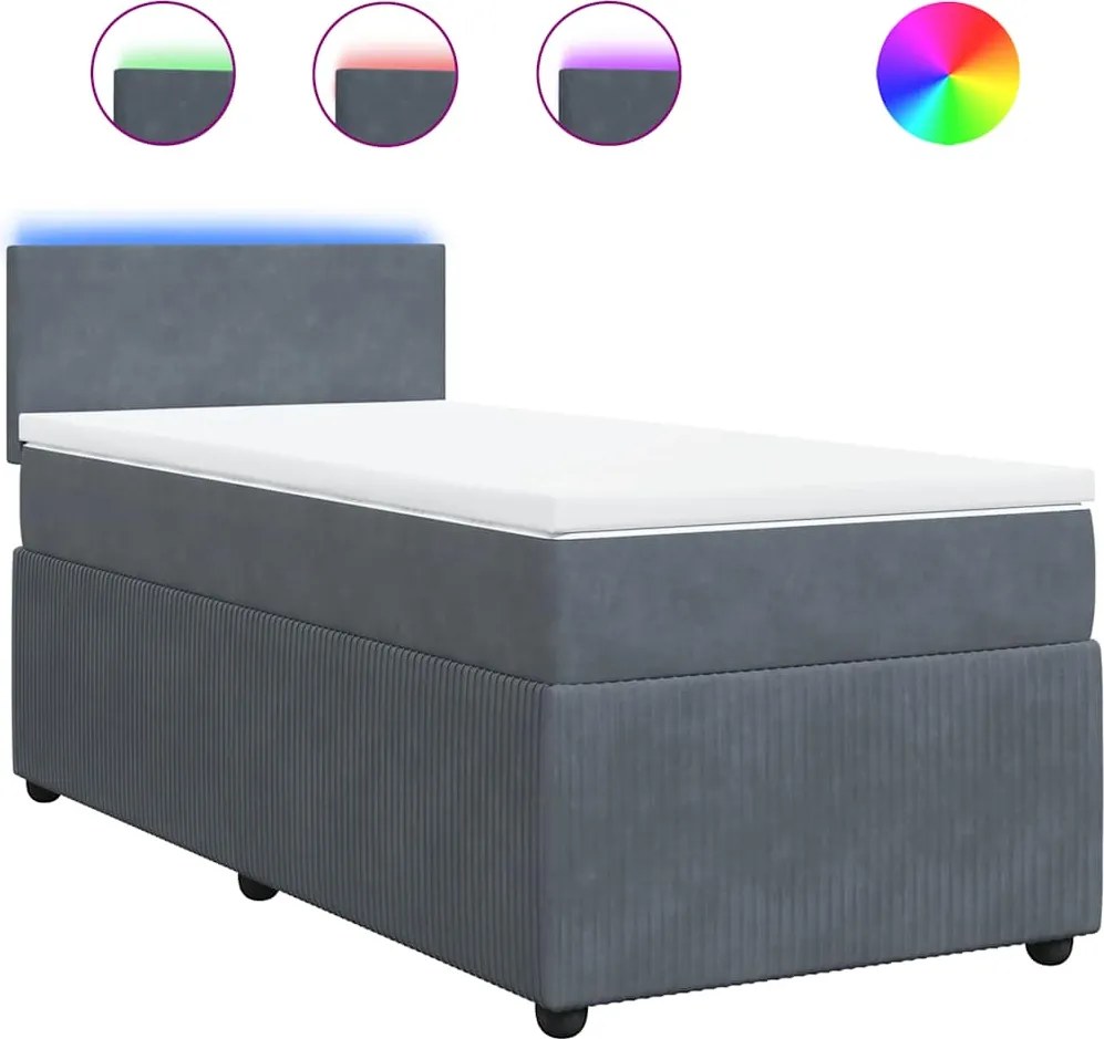 Box spring postel s matrací tmavě šedá 80 x 200 cm samet 3289885
