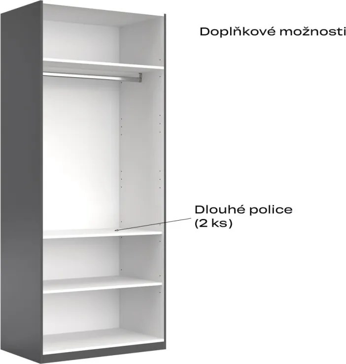 Skříň 2dveřová bez zrcadel série N, grafit Dominika