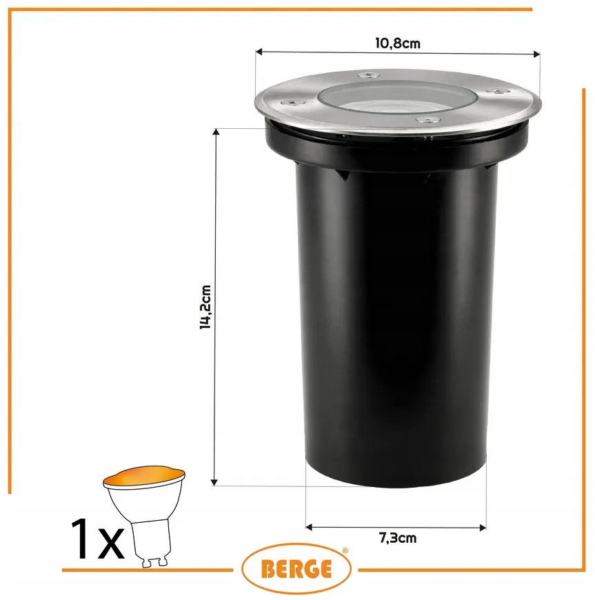 BERGE Kulaté příjezdové svítidlo IP65 - GU10 - 230V - vestavné