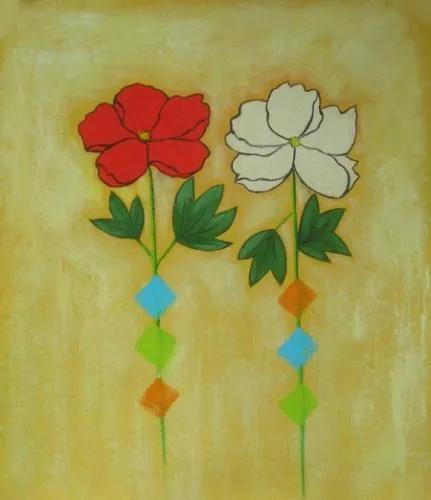 Malované květy - 60 x 50 cm