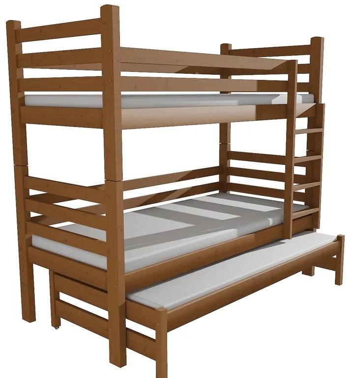Vomaks Patrová postel s výsuvnou přistýlkou M 008 NEW* 80 x 180 cm moření dub 90 cm (+10 cm vsuvky mezi lůžky a prodloužený žebřík)