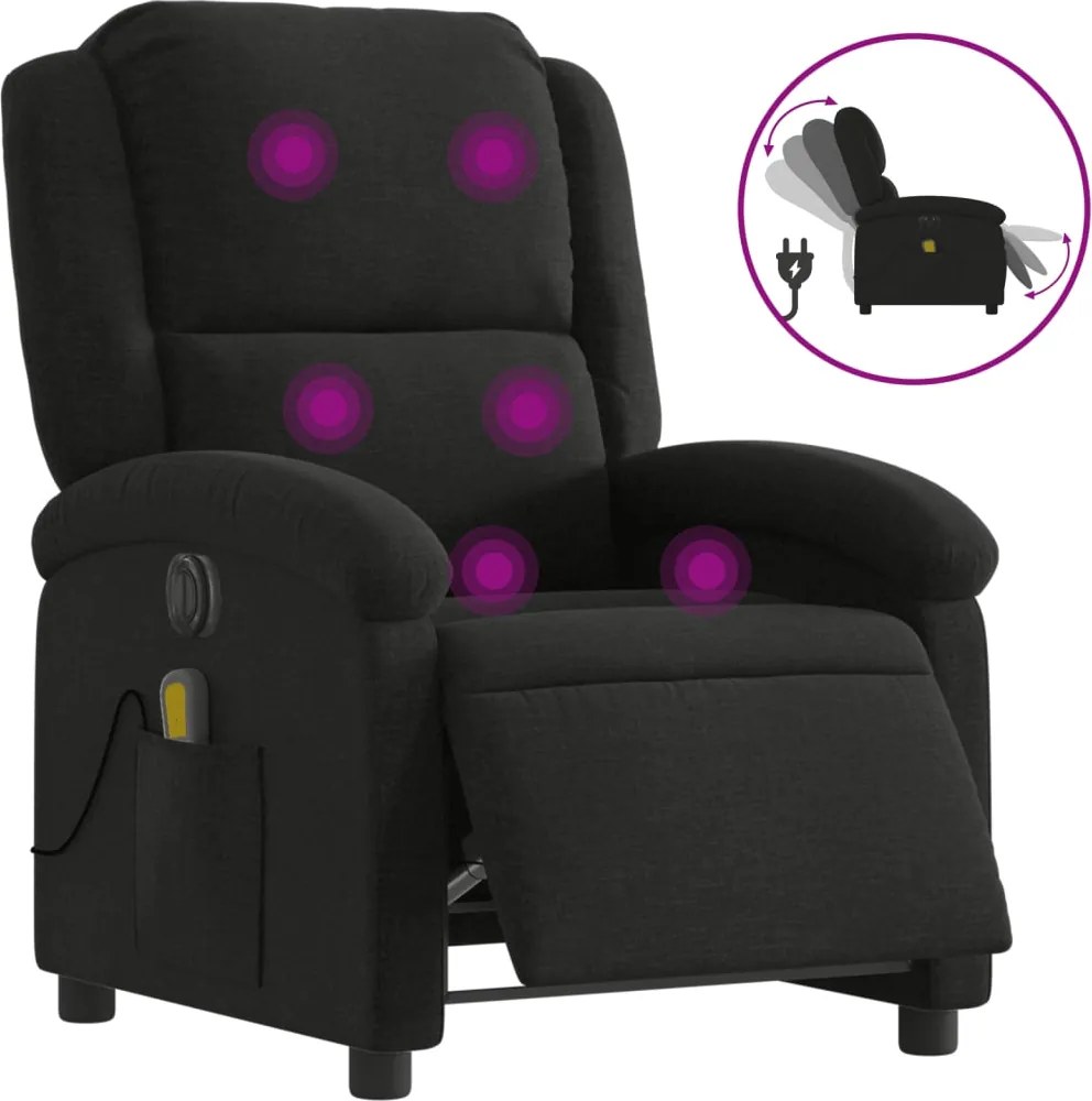 Elektrické masážní polohovací křeslo černé textil 3204154