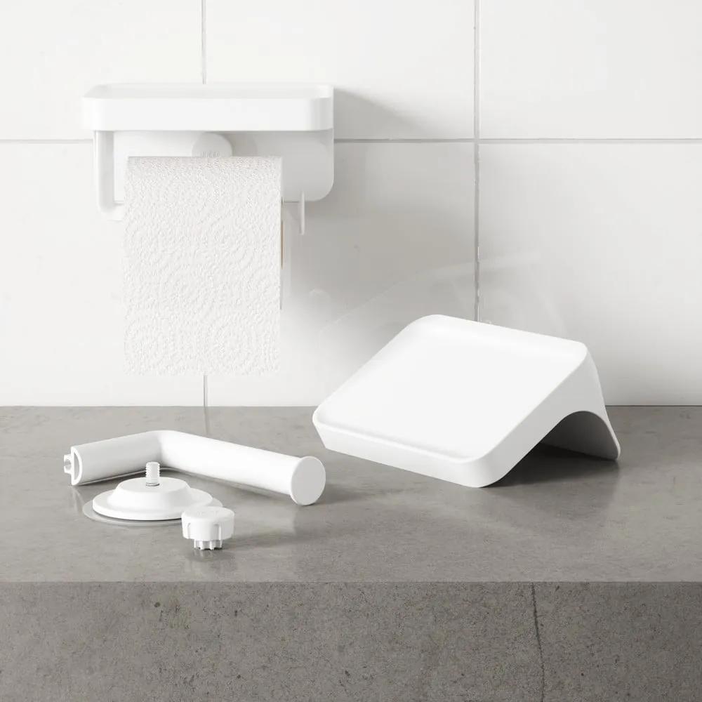 Bílý samodržící držák na toaletní papír z recyklovaného plastu Flex Adhesive – Umbra