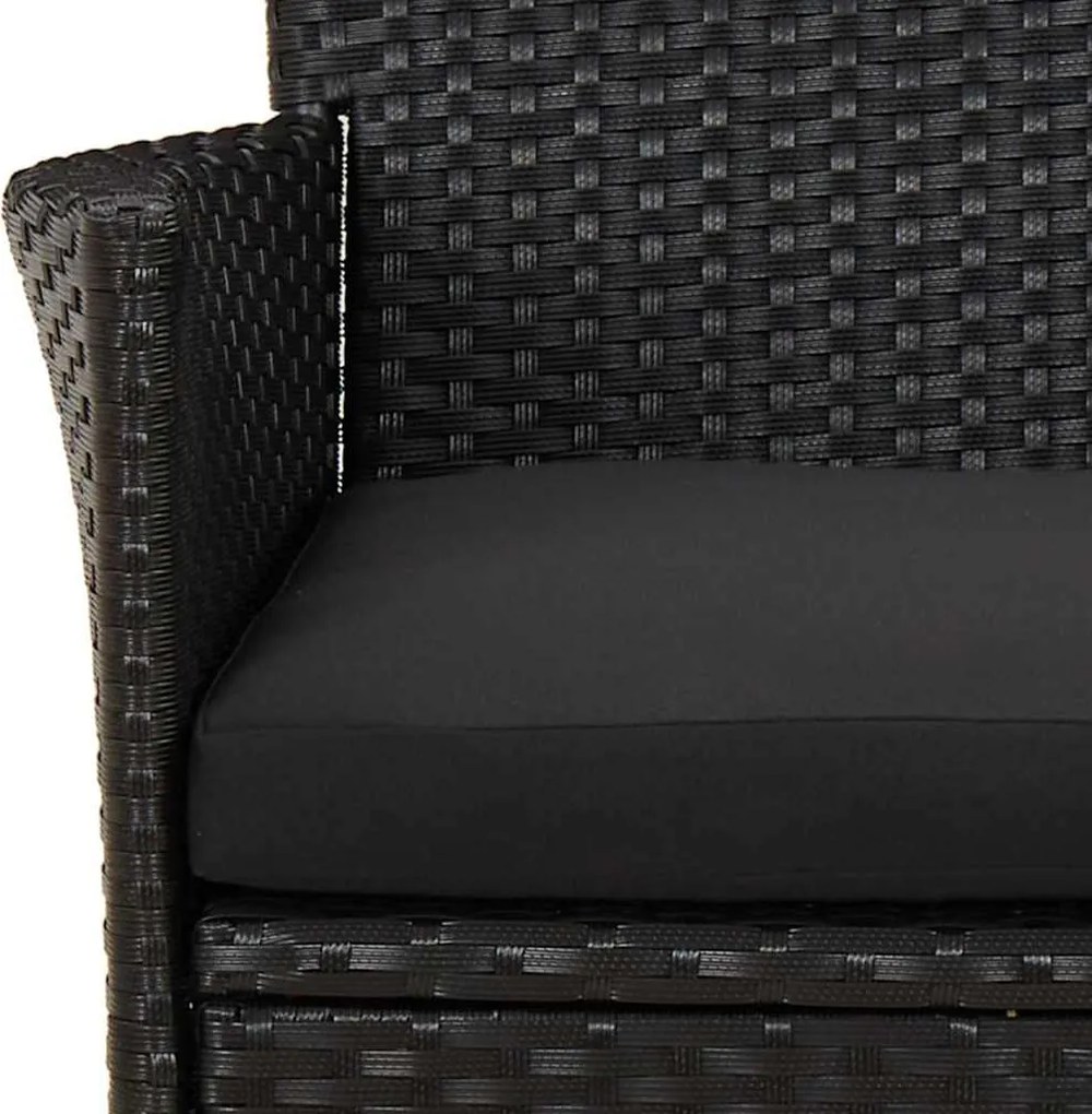 5dílný zahradní bistro set s poduškami černý polyratan 3187417
