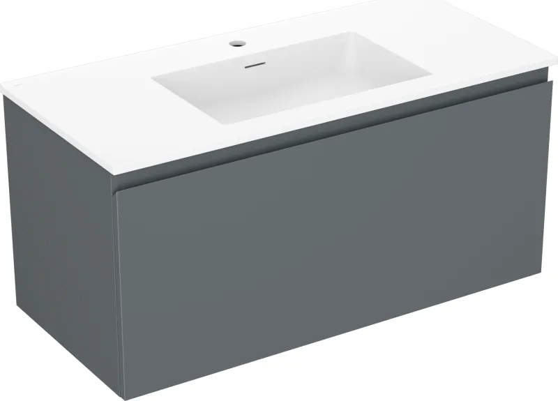 Mexen Orio, koupelnová skříňka 100 cm s umyvadlem Otis, 1 zásuvka, grafitová matná/bílá matná, 91A10-10047-1-BF66-W18M01