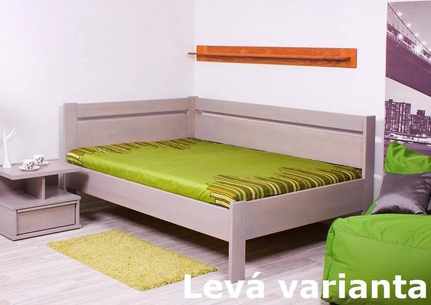 Rohová postel Tina - dvoulůžko buk Varianta: Levá,   , Buk přírodní, 160x200 cm