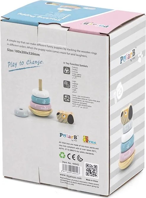 Dřevěná skládací pyramida Viga Pejsek multicolor