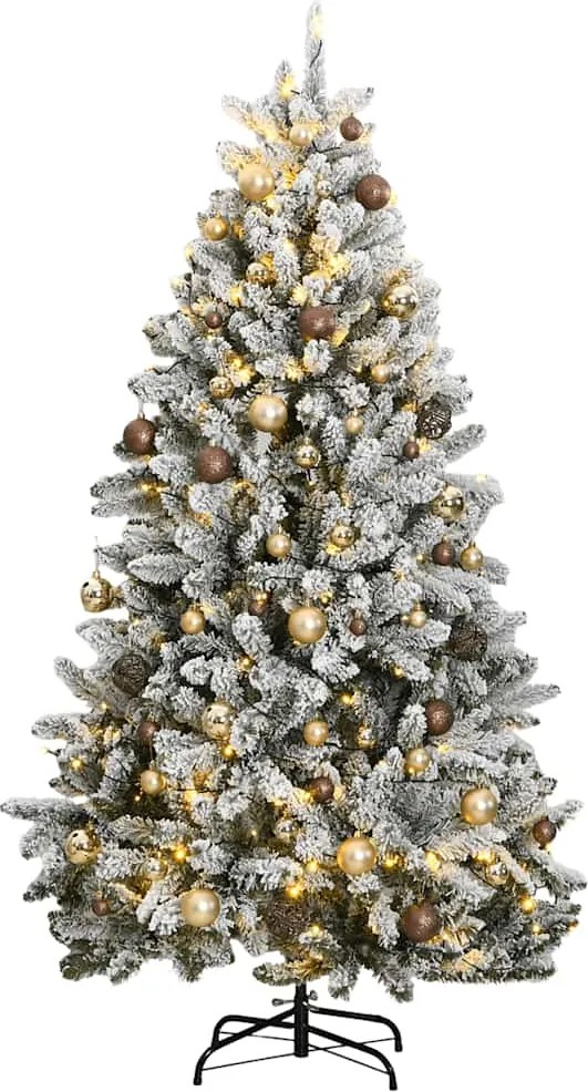 Umělý sklápěcí vánoční stromek s 300 LED a koulemi 210 cm 3210139