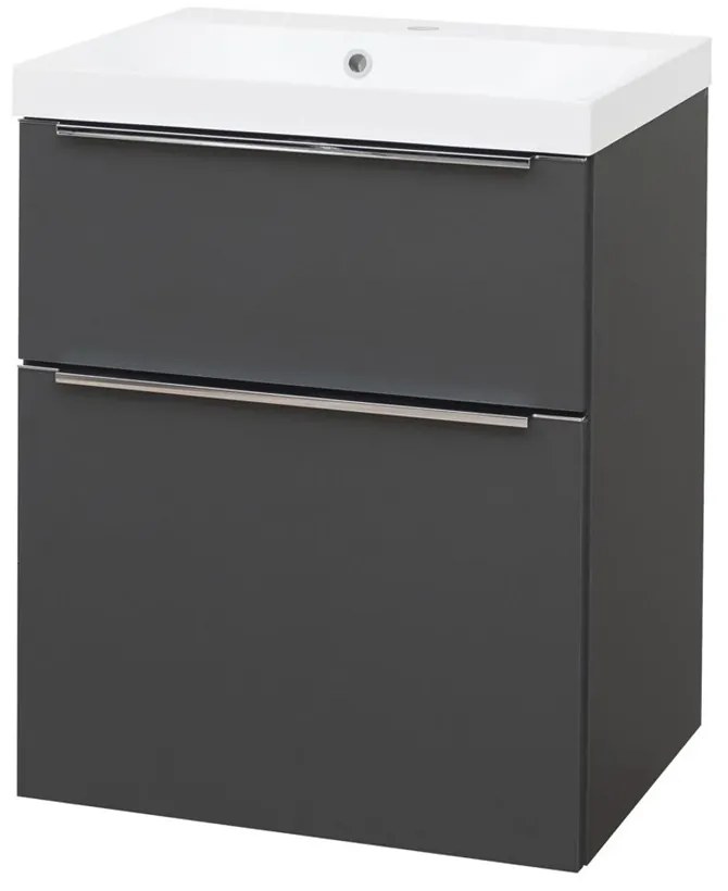 Mereo Mereo, Mailo, koupelnová skříňka s umyvadlem z litého mramoru 61 cm, bílá, dub, antracit, CN530M