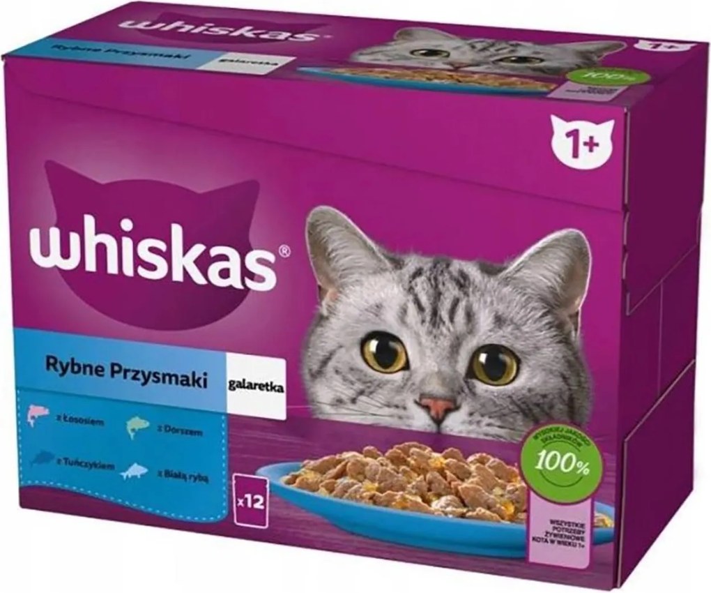 Whiskas Kapsička pro kočky Core rybí výběr v želé, 12 x 85 g