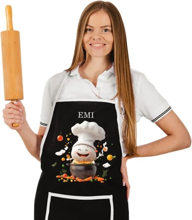 Kuchyňská zástěra Gusto EMI, černá